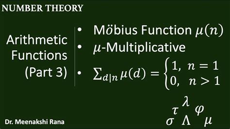 Arithmetic Function Part 3 Mobius Function And Its Basic Properties