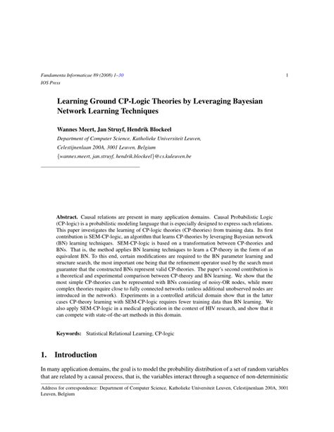 Pdf Learning Ground Cp Logic Theories By Leveraging Bayesian Network