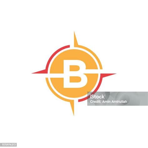 벡터 일러스트 나침반 원 네거티브 스페이스 레터 B 아이콘 로고 디자인 개념에 대한 스톡 벡터 아트 및 기타 이미지 개념