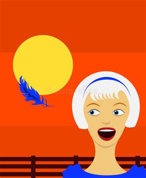 A Girl With A Blue Feather Stock Vector Illustration Of Outdoor