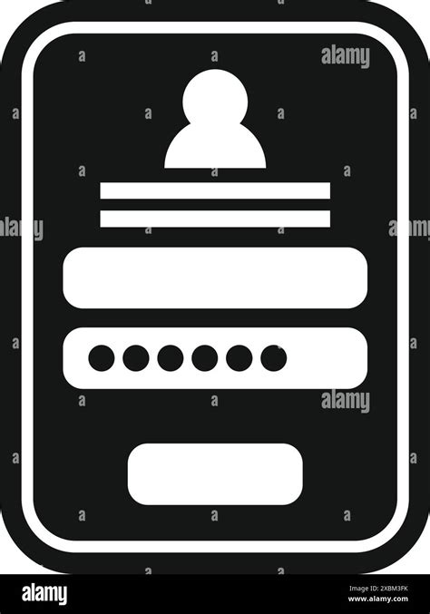 Black And White Icon Of A Smartphone Displaying A User Profile Interface For Logging Into An