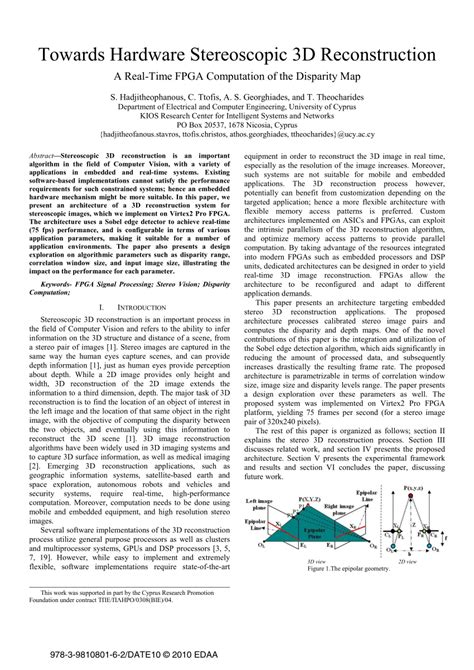 Pdf Towards Hardware Stereoscopic 3d Reconstruction A Real Time Fpga