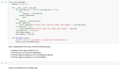 Solved Class Circle Shape Radius Int Or Str Chegg