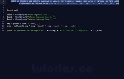 Operadores Python Area De Un Triangulo