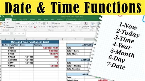 Mastering Date And Time Functions In Excel Today Now Date Time And Calculations Youtube