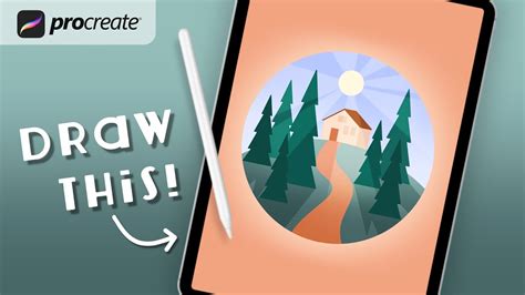 procreate step by step tutorial house on the hill draw with me