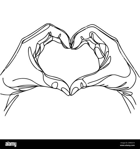 One Line Draws The Hands Making A Heart Sign Or Symbol With The