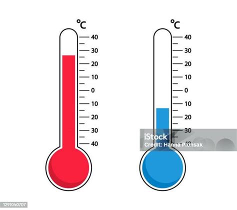 온도계는 뜨겁거나 차가운 온도 온도를 측정하기위한 섭씨 기상 온도계 날씨를 예보합니다 온도계에 대한 스톡 벡터 아트 및 기타 이미지 온도계 기압계 0명 Istock