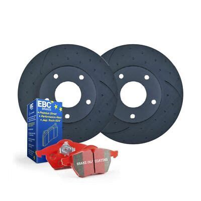 Drilled Silver Rear Rda Disc Brake Rotors And Ebc Redstuff Pads For