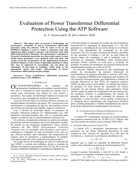 Pdf Evaluation Of Power Transformer Differential Protection Using The Atp Software