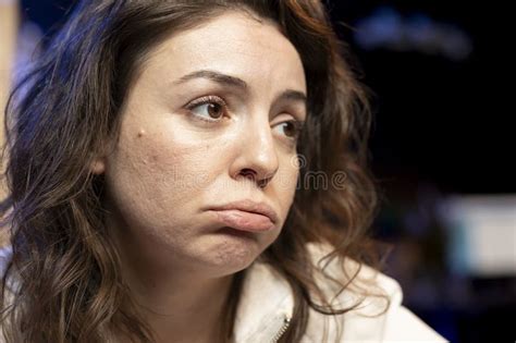 Close Up Of Sad Technician Upset After Inspecting Coding On Computer Stock Image Image Of