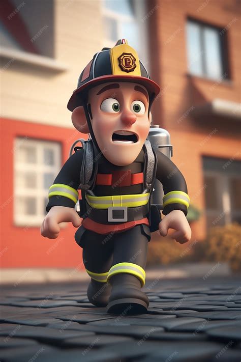 3d Cartoon Firefighter Saving Lives Illustration Premium Ai Generated