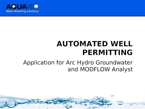 Ppt Automated Well Permitting Application For Arc Hydro Groundwater
