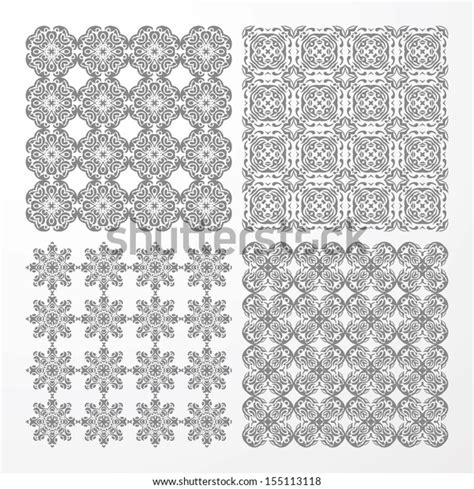 Set Four Monochrome Geometrical Patterns White Stock Vector Royalty Free 155113118 Shutterstock
