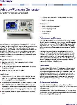 AFG Datasheet Tektronix AFG Arbitrary Function Generator Provides