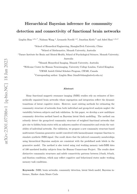 PDF Hierarchical Bayesian Inference For Community Detection And Connectivity Of Functional