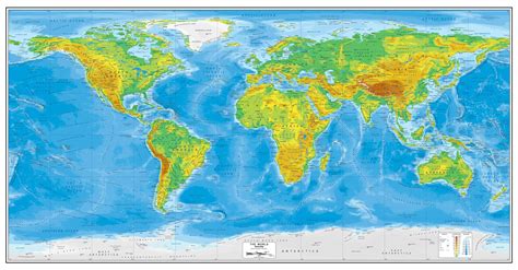Παγκόσμιος Γεωφυσικός χάρτης Vintage Art Diagram World Map