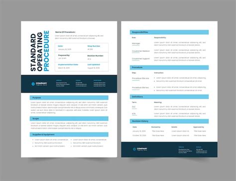 표준 운영 절차 템플릿 Sop 프리미엄 벡터