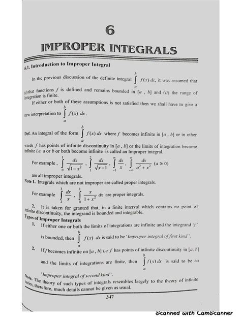 Improper Integrals Pdf