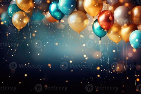Colorful Balloons With Bokeh Background Birthday Celebration