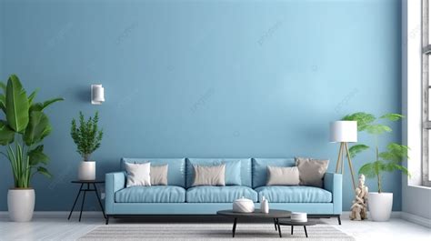 파란색 벽과 3d로 렌더링된 모형을 위한 공간이 있는 세련된 현대적인 거실 공간 고급스러운 거실 럭셔리 룸 고급 가구 배경 일러스트 및 사진 무료 다운로드 Pngtree
