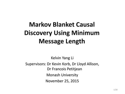 Markov Blanket Causal Discovery Using Minimum Message Length Ppt