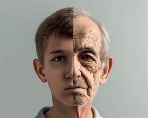 Premium Photo Collage Of A Face Divided Into Two Parts One Is A Young Guy The Other Is An Old