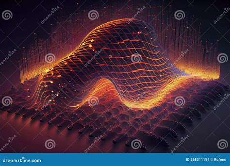 Connected Glowing 3d Grid Digitalization Wave Network Created Stock Illustration