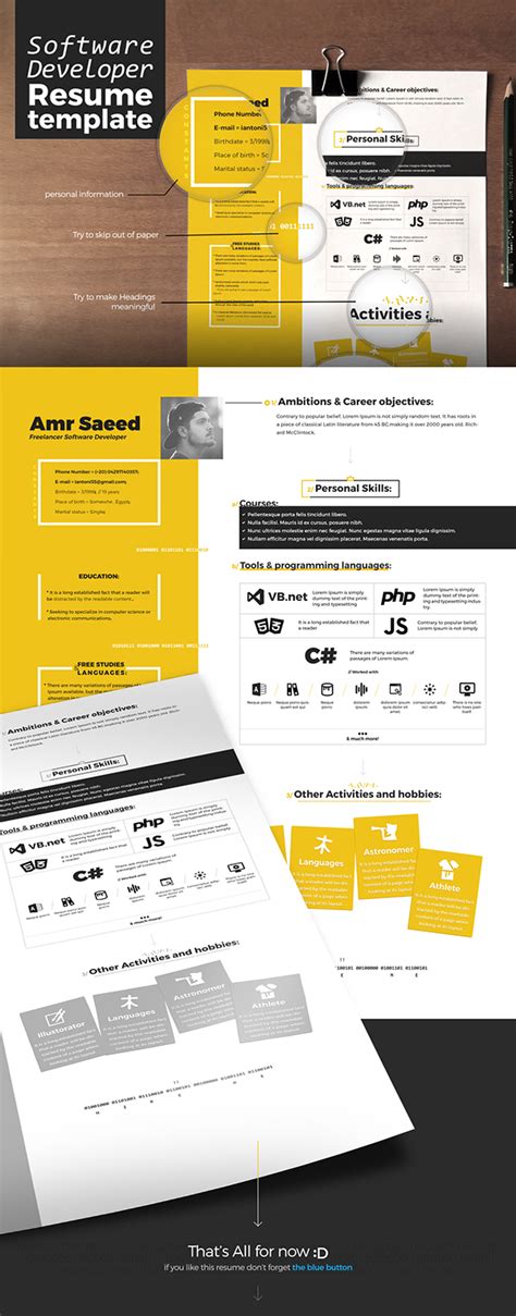 Resume Template For A Software Developer On Behance