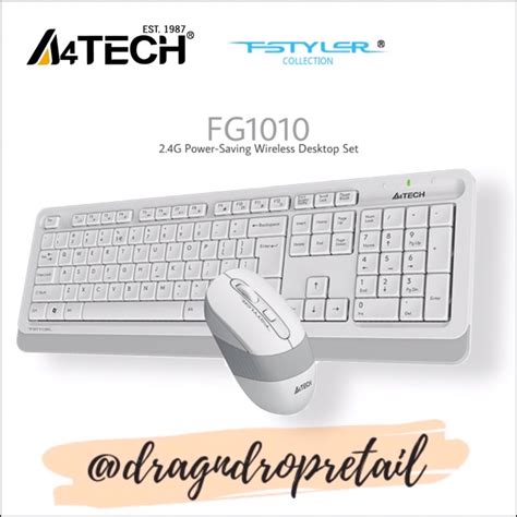 A4tech Fstyler Fg1010 2 4g Wireless Desktop Set Power Saving Keyboard And Mouse Combo White