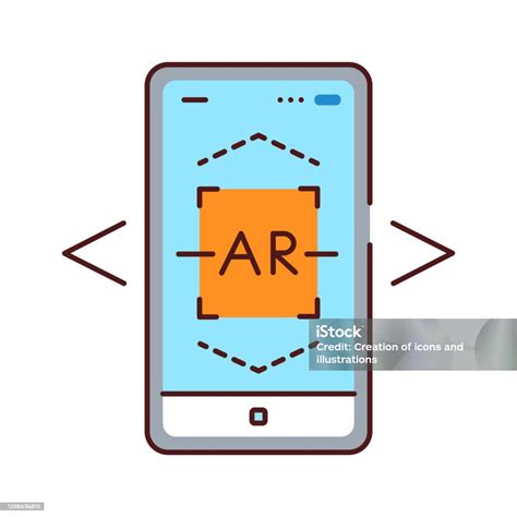 Ar 스캔 색상 선 아이콘입니다 대화형 시각화 플랫폼 웹 페이지 모바일 앱 프로모션에 대한 픽토그램 Ui Ux Gui 디자인