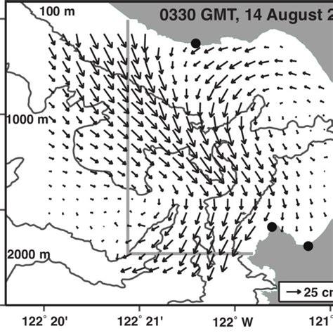 Daily Averaged Surface Velocity Vectors From The Four Site Monterey Bay