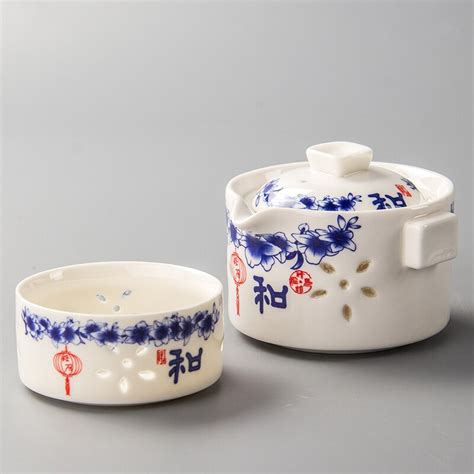 Badu Bg Керамичен комплект за чай със синьо цвете Чаша за чай Чайник Quik Саксия за чай Чаша за