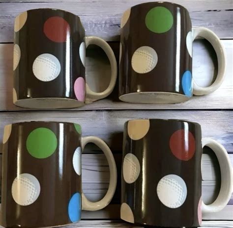 Set Of 4 Golf Coffee Mugs By Jgh For Golfsmith New