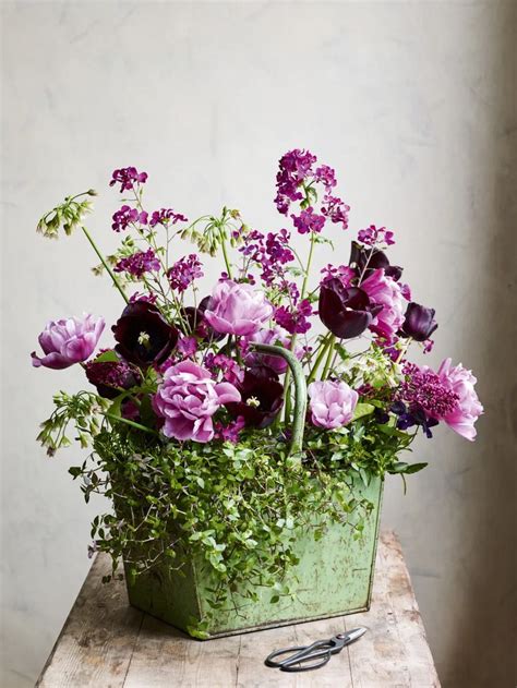 Pot Et Fleur A Display Using Tulips And Honesty Gardens Illustrated