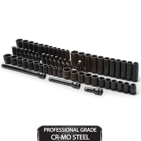 Husky 1 2 In Drive Sae Metric 6 Point Impact Socket Set 56 Piece H56imps The Home Depot