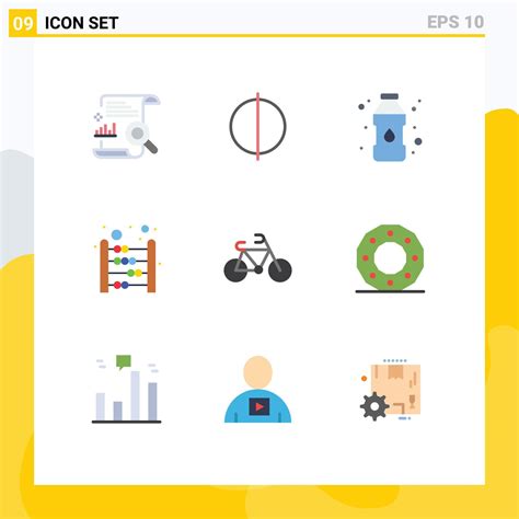 9 Thematic Vector Flat Colors And Editable Symbols Of Transport Bicycle