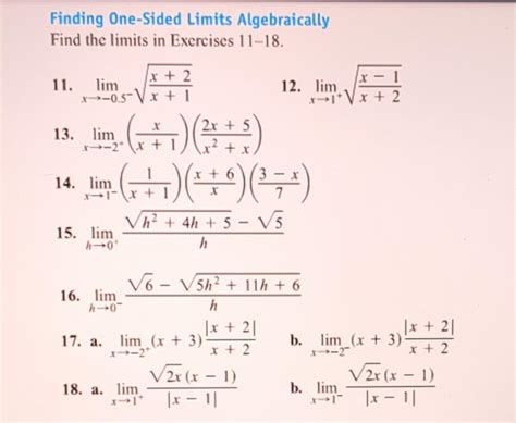 Solved Finding One Sided Limits Algebraically Find The