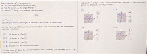 Solved The Function F X X3−6 Is One To One C Graph 1 F1