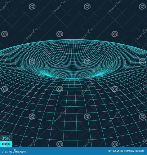 Wireframe Vector Torus Background Wormhole Concept Funnel Perspective Grid Vector