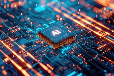 Futuristic High Speed Ai Processor In Motion Stock Illustration