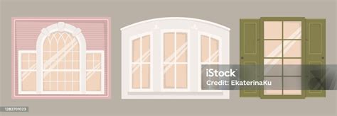 벡터 일러스트레이션 집합의 건축 이미지입니다 클래식 한 스타일의 다양한 모양과 크기의 창 건물의 외관과 장식 0명에 대한 스톡 벡터 아트 및 기타 이미지 Istock