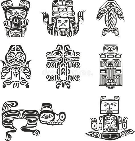 Vector Set Of Monochrome Indian Symbols Stock Vector Illustration Of