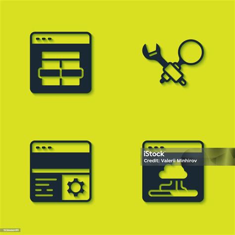 Mysql 코드 클라우드 기술 데이터 전송 디버깅 및 아이콘을 설정합니다 벡터 개발에 대한 스톡 벡터 아트 및 기타 이미지
