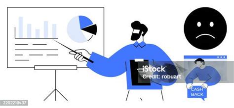 그래프와 마케팅 개념을 사용한 비즈니스 프레젠테이션 강사에 대한 스톡 벡터 아트 및 기타 이미지 강사 개념 개념과 주제 Istock