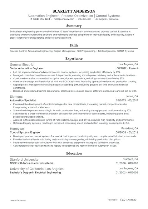 Control Systems Engineer Resume Examples Guide For