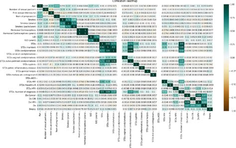 Heat Map For The Preprocessed Cervical Cancer Risk Classification Dataset Download Scientific