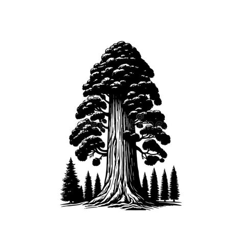 Giant Sequoia Front View Vector Icon Vintage Retro Logo Illustration