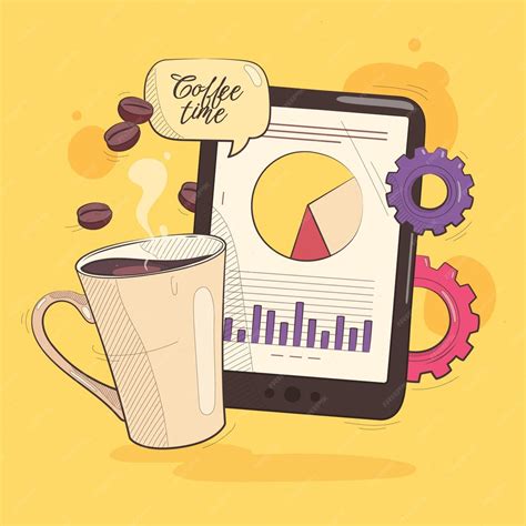 손으로 그린 비즈니스 커피 그림 무료 벡터