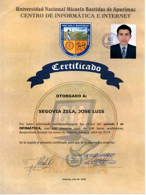 Certificado De Ofimatica Pdf